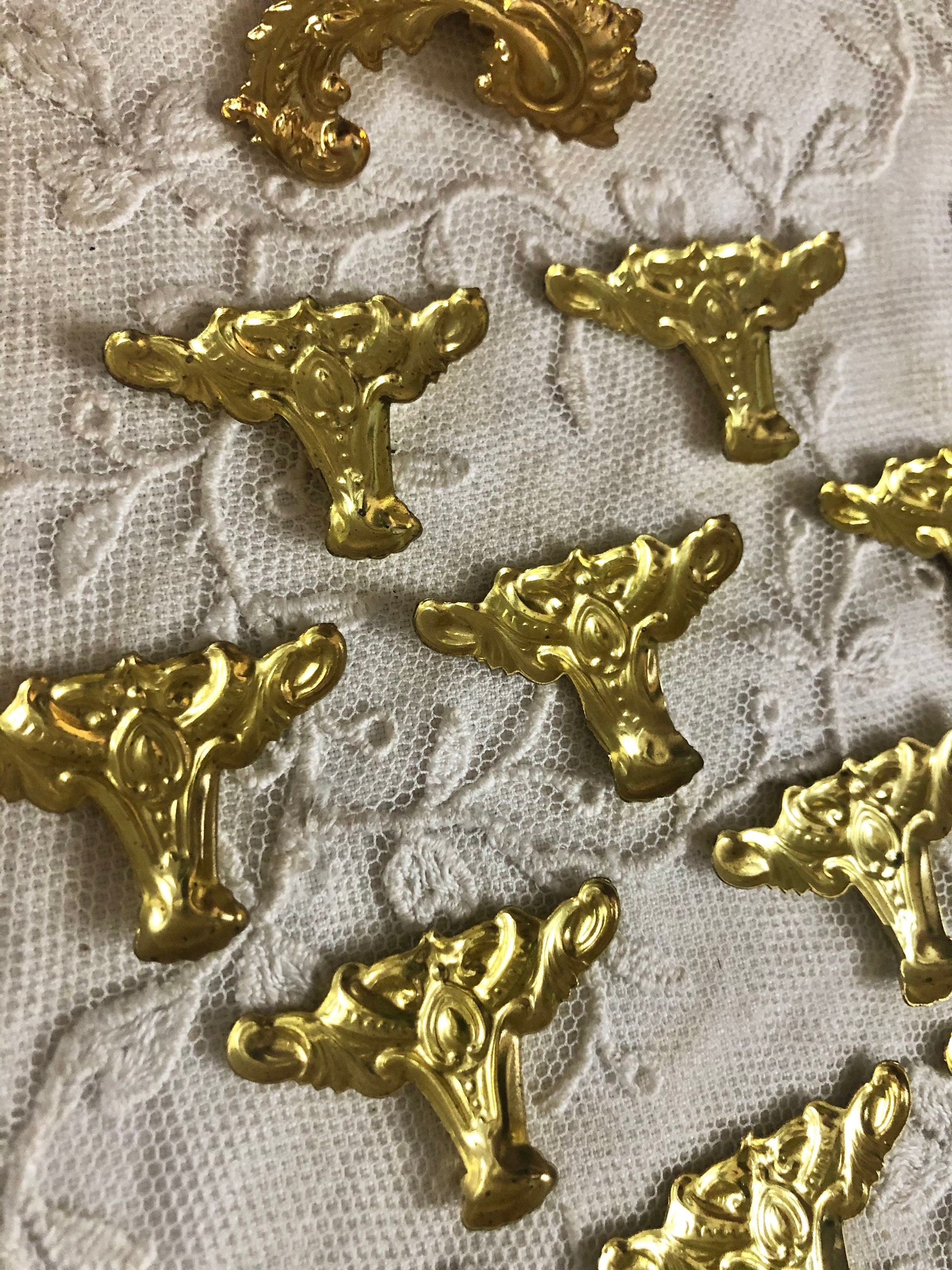 Vintage Gold Embossed Metal Appliqués Filigrees Corners - Etsy