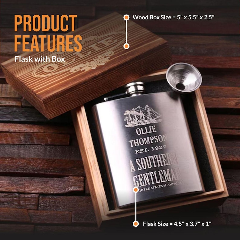 Personalized 7 Oz Stainless Steel Metal Whiskey Scotch Flask Unique Men ...