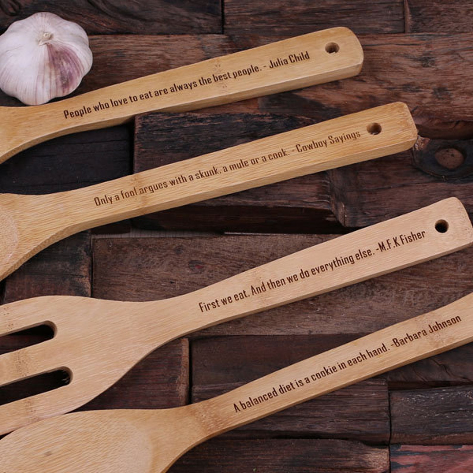 4pc Personalized Bamboo Kitchen Spoons With Quotes Sayings - Etsy