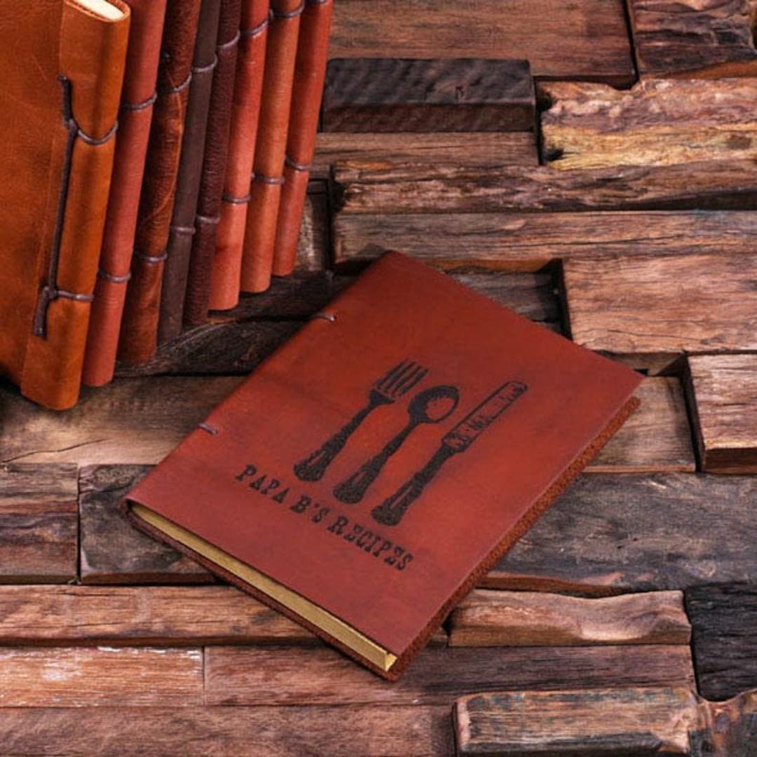 Personalized Monogrammed Leather Engraved Recipe Cookbook Notebook ...