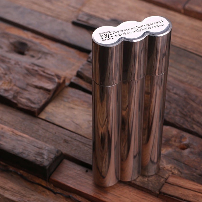 Personalized Stainless Steel Cigar Holder Case With Whiskey - Etsy