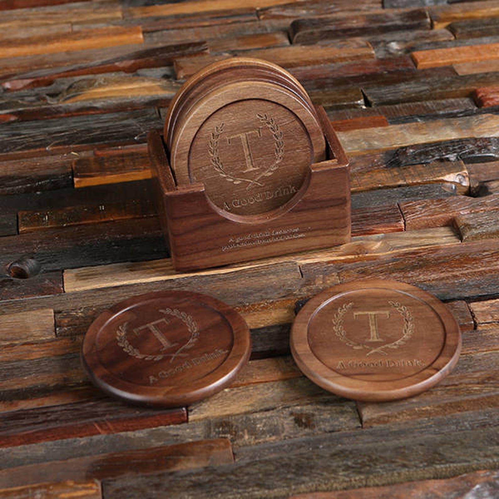 Personalized Engraved Wood 6pc Coasters Set Groomsmen Gift - Etsy