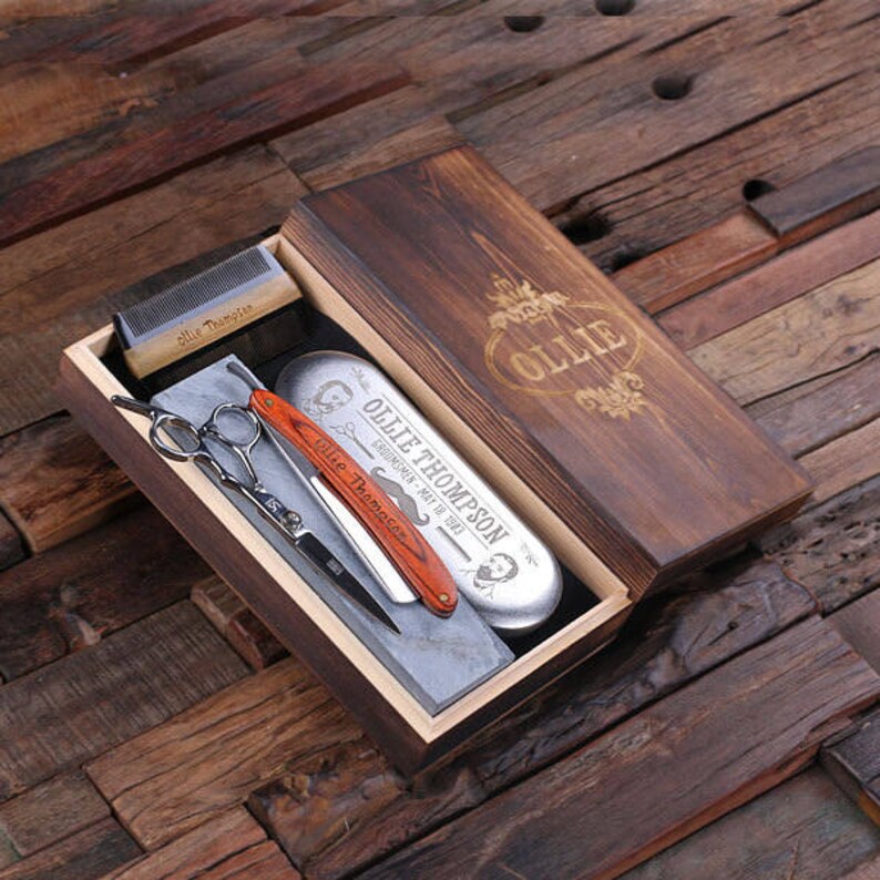 Straight Razor Blade Wood Comb Scissors & Sharpening Stones - Etsy UK