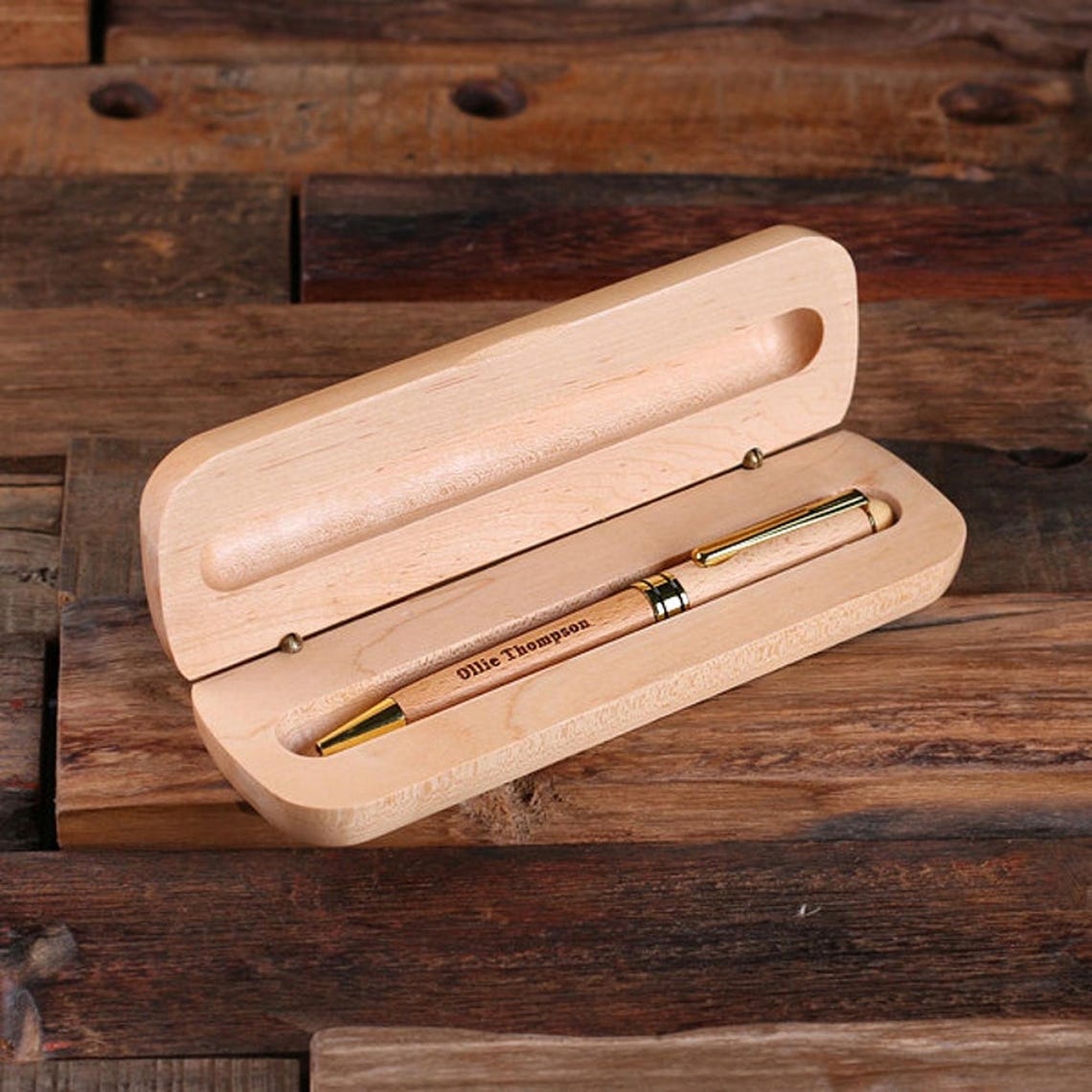 Personalized Wood Desktop Pen Set Engraved and Monogrammed Corporate ...