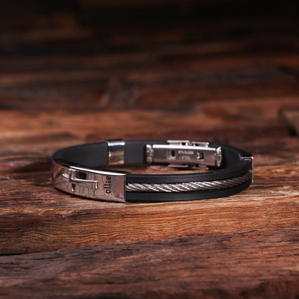 Personalized Men's Wrist Bracelet Jewelry With Cross - Etsy