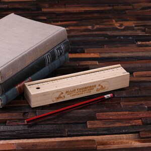 Pencil Box Case and Ruler Personalized Wood Engraved and Monogrammed ...