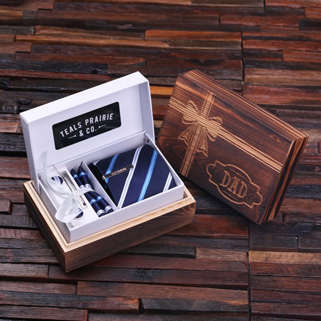 Father's Day Tie Set Box With Personallized Tie Clip and - Etsy
