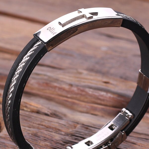 Personalized Men's Wrist Bracelet Jewelry With Cross - Etsy