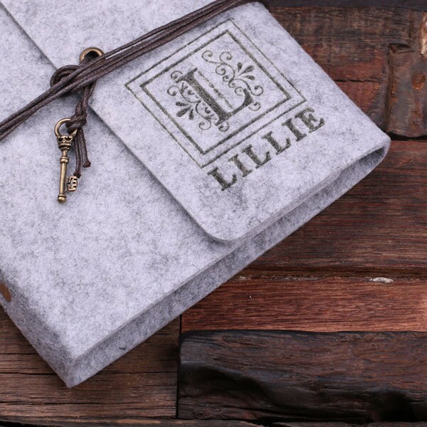 Monogrammed Personalized Light Grey Felt Engraved Notebook - Etsy