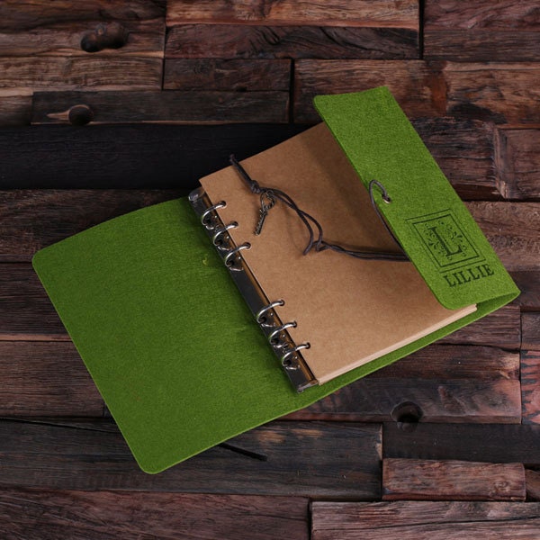 Tropical Green Monogrammed Personalized Felt Engraved Notebook - Etsy