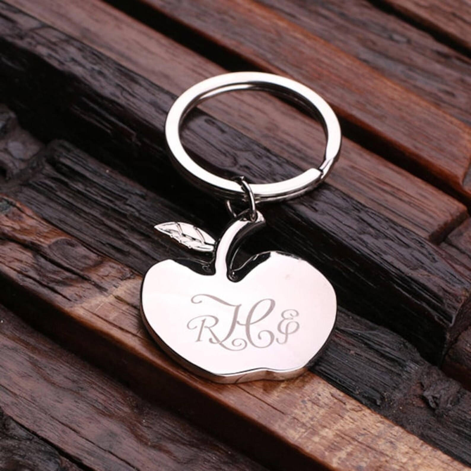 Personalized Monogrammed Apple Key Chain for Women, Girlfriend, Teacher ...