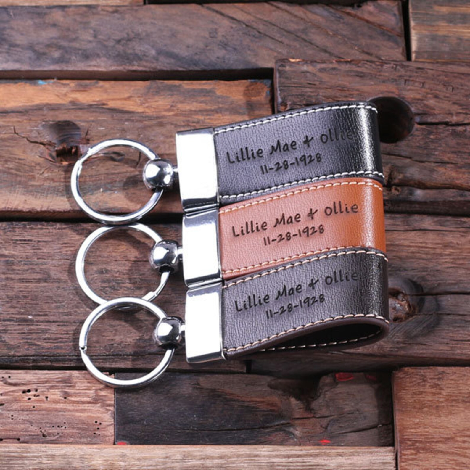Personalized Leather Engraved Key Chain Key Ring Handsome - Etsy