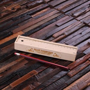 Pencil Box Case and Ruler Personalized Wood Engraved and Monogrammed ...