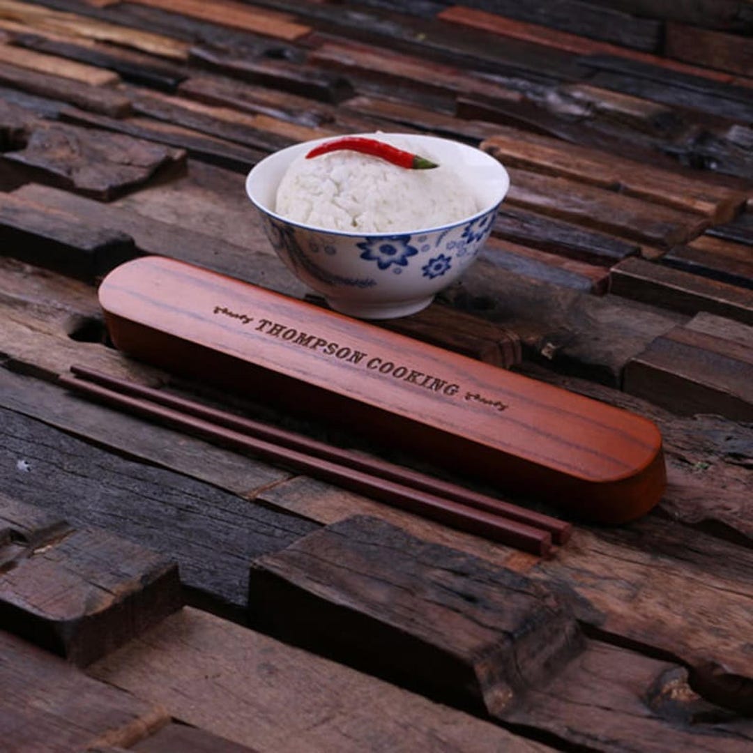 Customized Monogrammed Wooden Chopstick Holder With 1 Pair of ...
