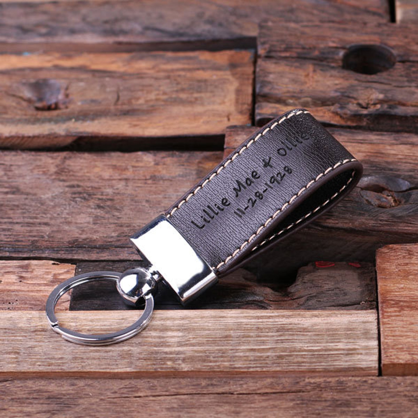 Personalized Leather Engraved Key Chain Key Ring Handsome - Etsy