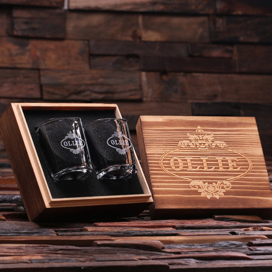 Personalized Shot Glasses With Wood Box Groomsmen Best Man - Etsy