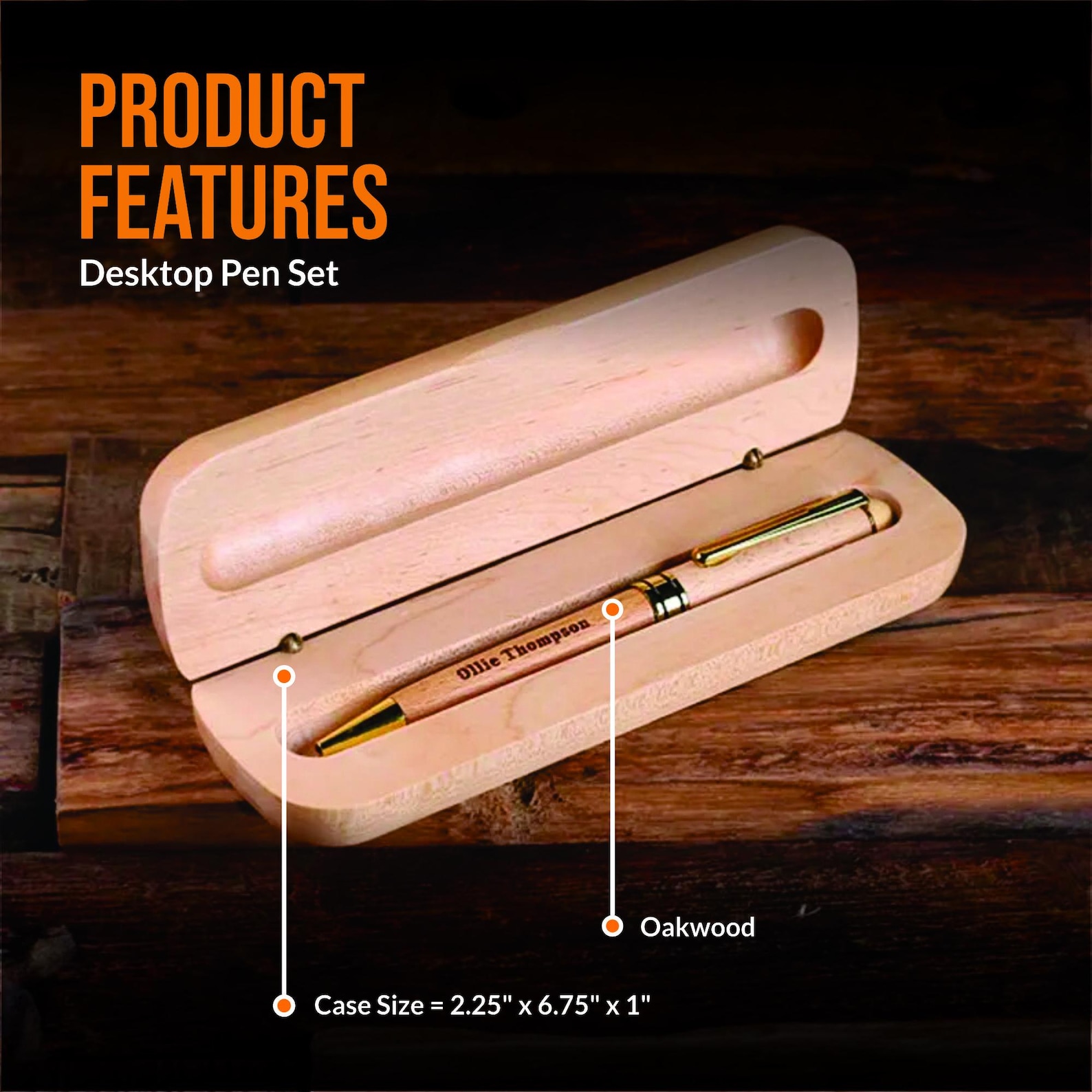 Personalized Wood Desktop Pen Set Engraved and Monogrammed Corporate ...