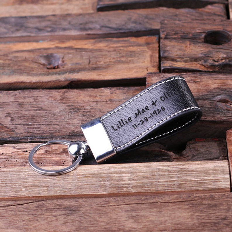 Personalized Leather Engraved Key Chain Key Ring Handsome - Etsy