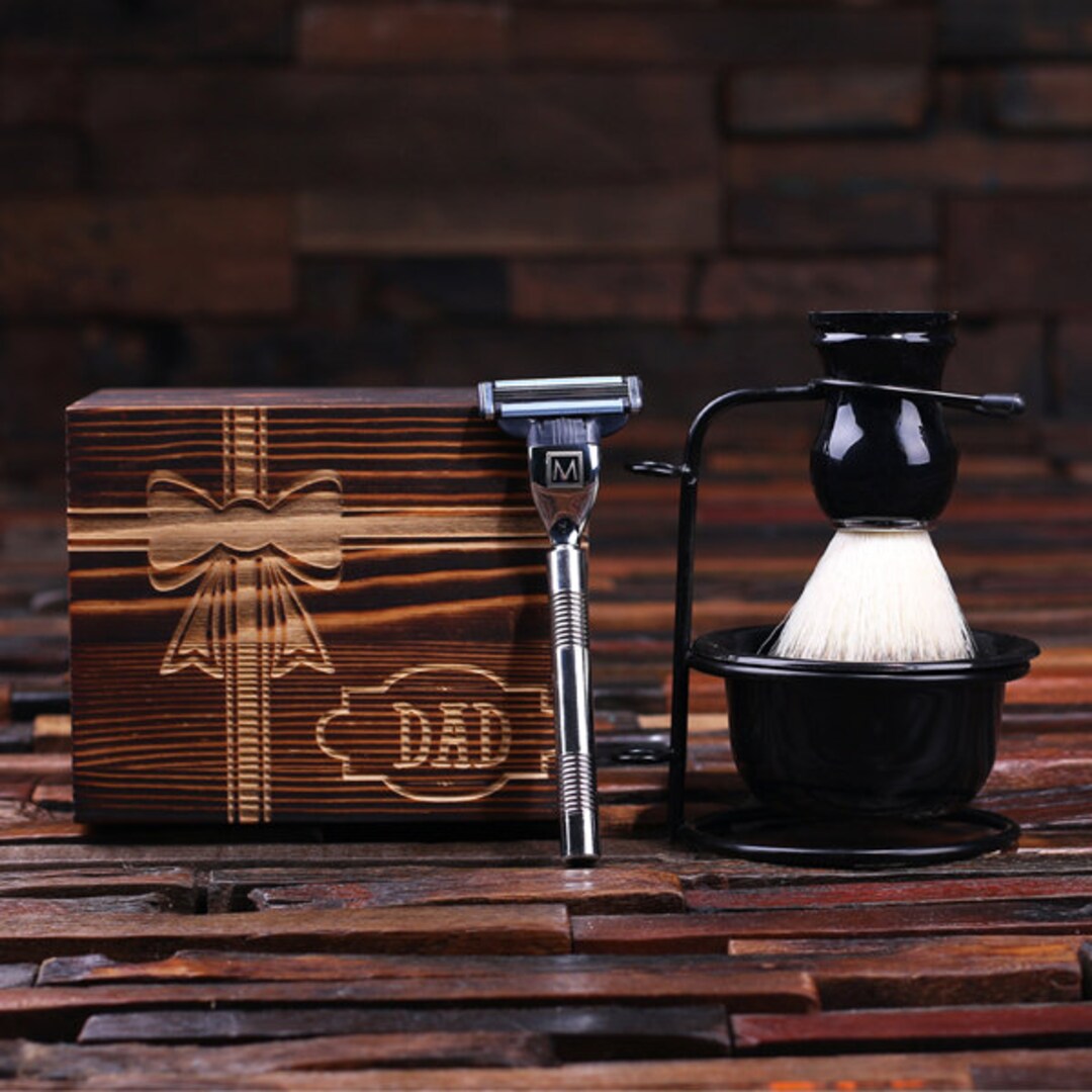 Shaving Kit, Brush and Mach 3 Razor With Wood Box - Etsy