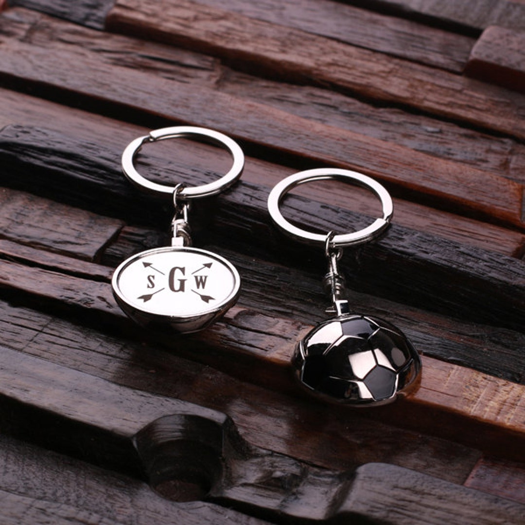 Personalized Monogrammed Soccer Football Key Chain Man, Men, Boyfriend ...