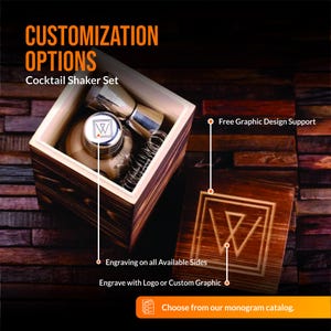 5pc Cocktail Shaker Mixer Sets With Wood Storage Box - Etsy