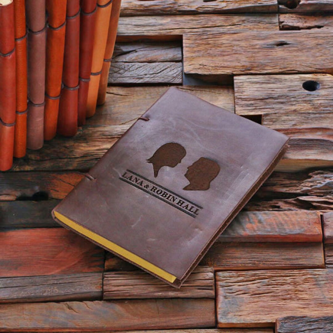 Personalized Monogrammed Engraved Notebook Guest Book Leather - Etsy