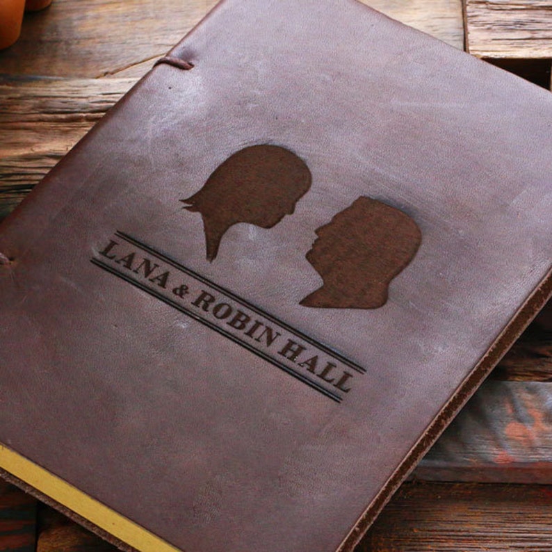 Personalized Monogrammed Engraved Notebook Guest Book Leather - Etsy