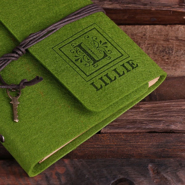 Tropical Green Monogrammed Personalized Felt Engraved Notebook - Etsy