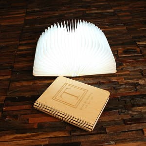 LED Book Shape Wood Desk Lamp Light Personalized - Etsy