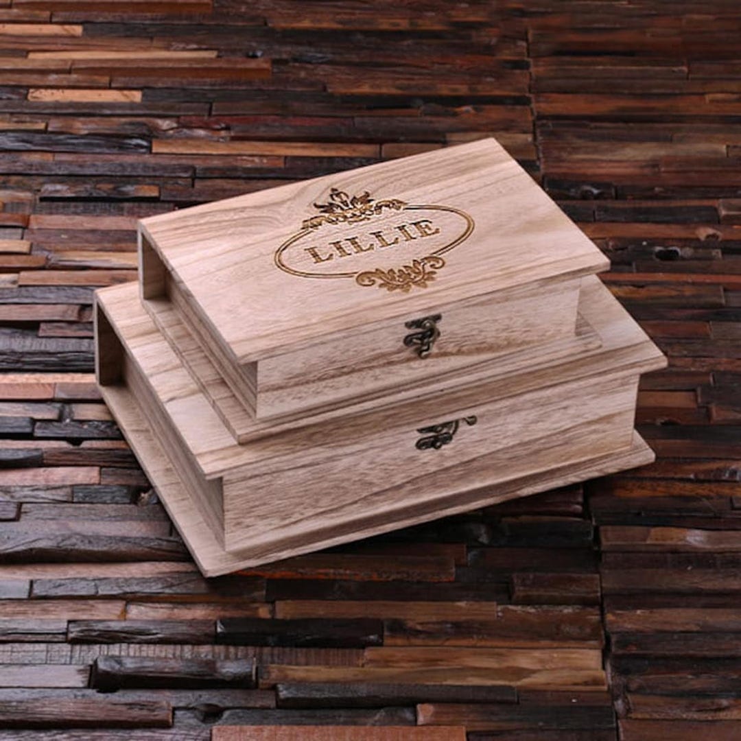 Personalized Wood Book Box Monogrammed Engraved (024632) - Etsy