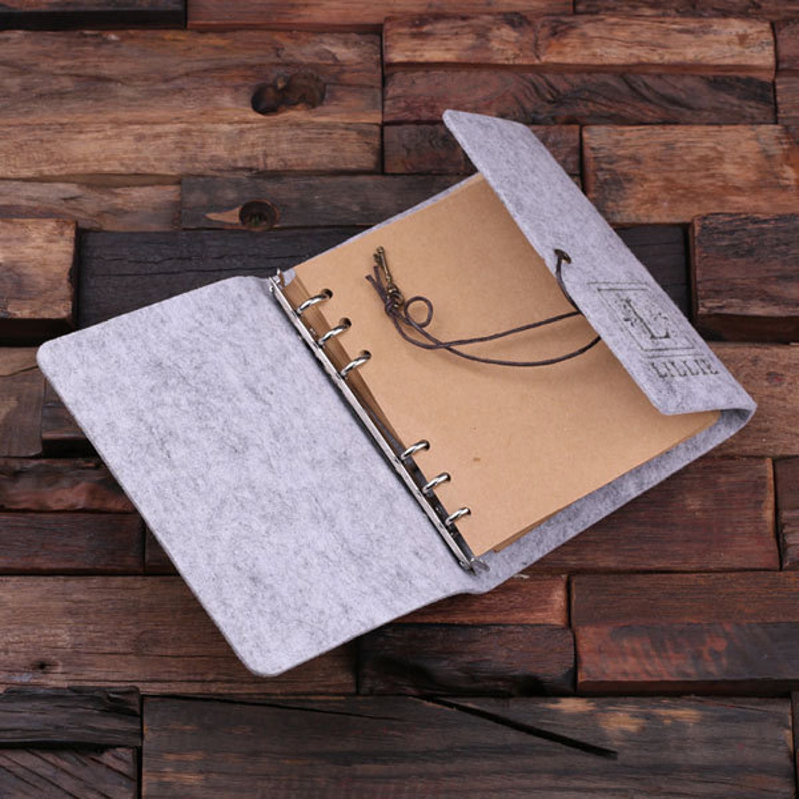 Monogrammed Personalized Light Grey Felt Engraved Notebook - Etsy
