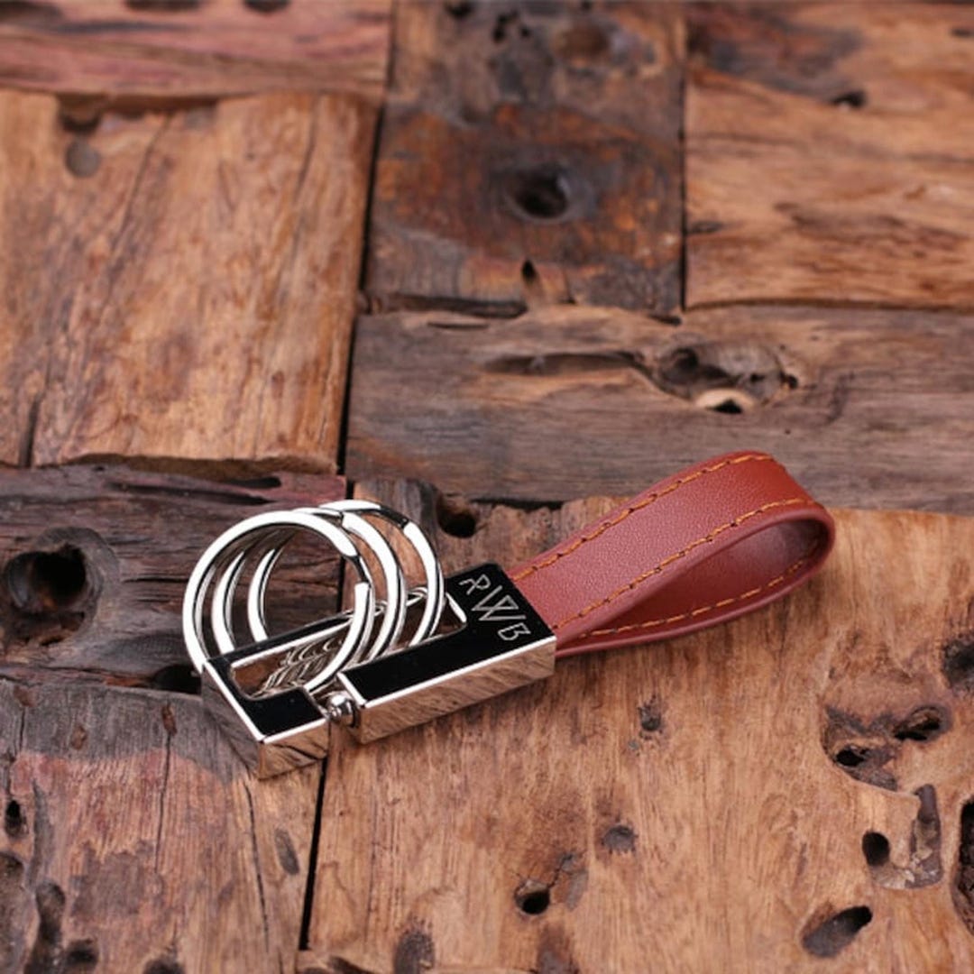 Personalized Leather Key Chain Monogrammed Groomsmen, Bridesmaid ...