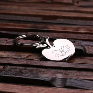 Personalized Monogrammed Apple Key Chain for Women, Girlfriend, Teacher ...