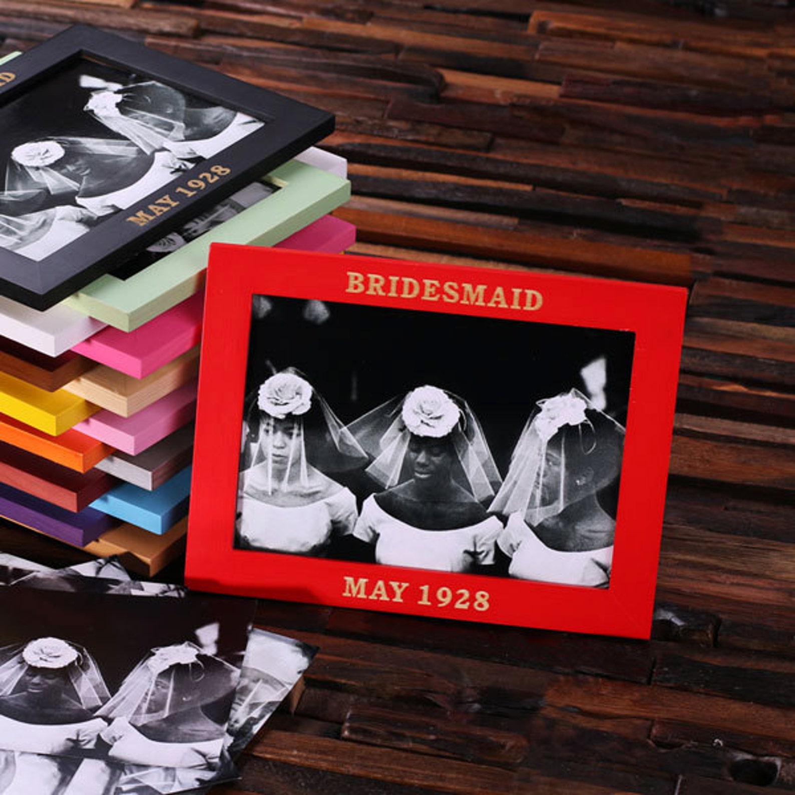 Red Personalized Wood Picture Photo Frames Engraved and - Etsy