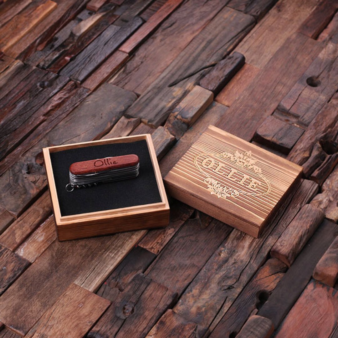 Personalized Wood Multi-tool Pocket Knife Bottle Opener Gift Box ...