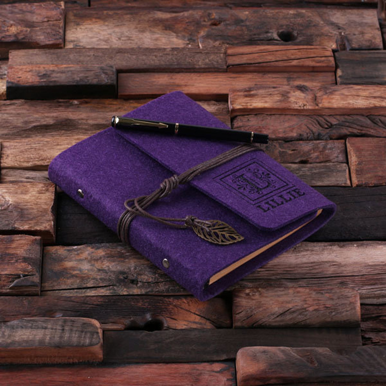 Purple Monogrammed Personalized Felt Engraved Notebook Diary - Etsy