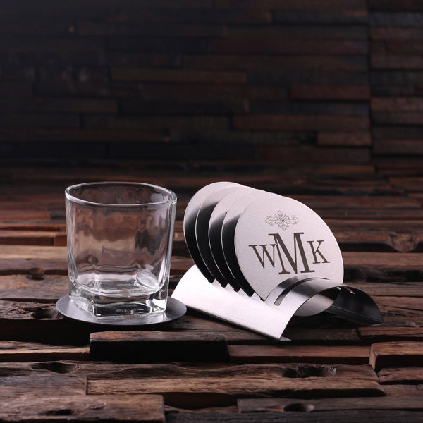 Personalized Engraved Stainless Steel 6pc Coasters Set With - Etsy