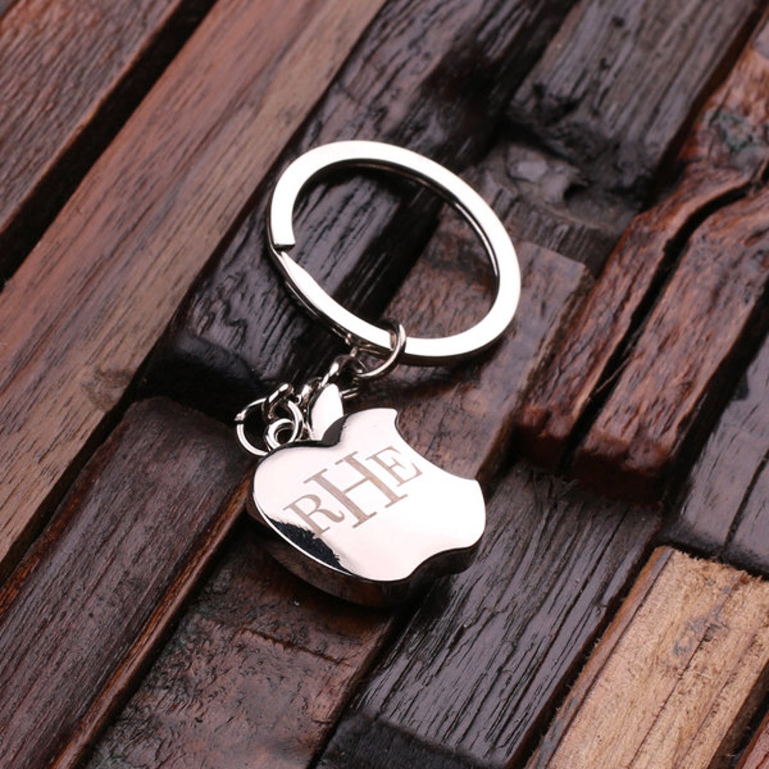 Personalized Monogrammed Apple Key Chain Men, Boyfriend, Birthday ...