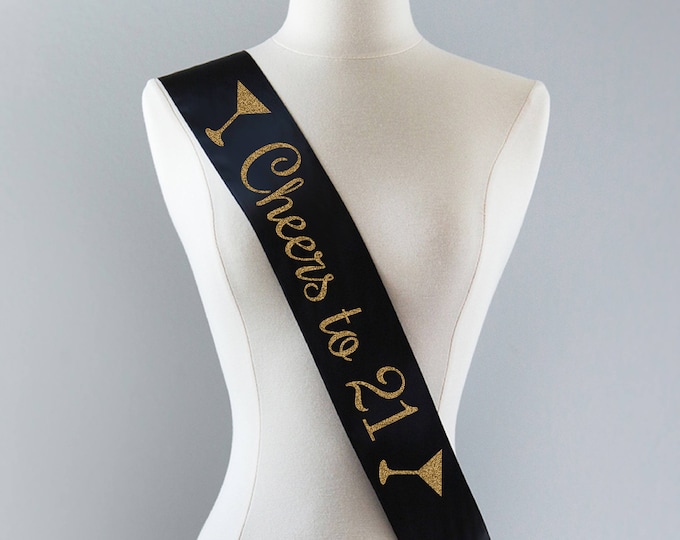 Cheers to 21 Sash 21st Birthday Sash Birthday Party Sash | Etsy
