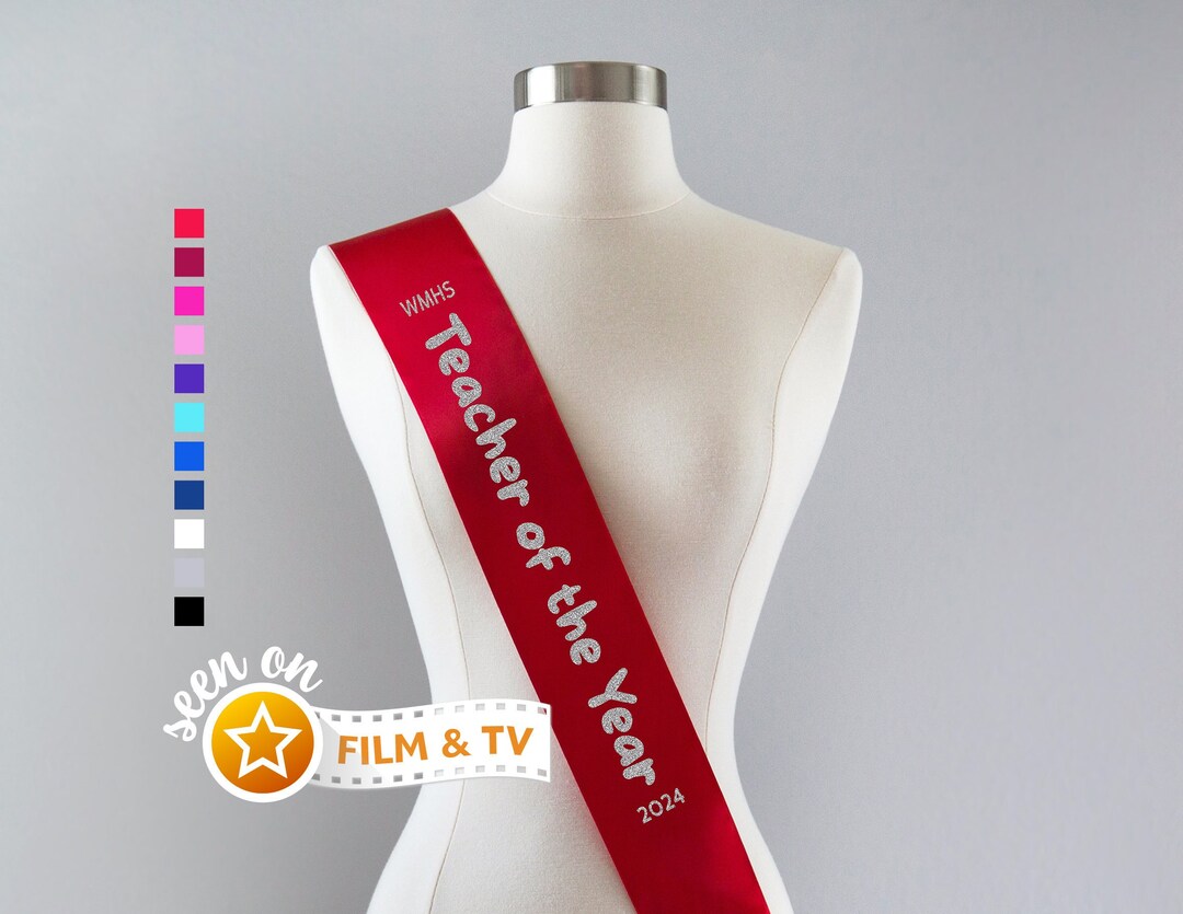 Teacher of the Year End of Year Sash | Best Teacher, Gift for Teacher ...