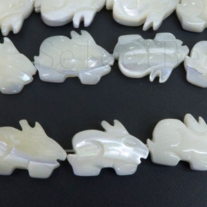 Shell Rabbit Beads White Shell Animal Beads Mother of - Etsy
