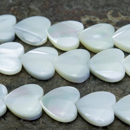 White MOP Heart Shape Beads Shell Heart Beads Mother of - Etsy