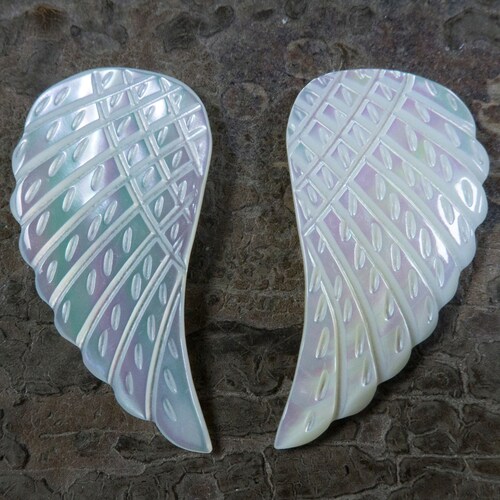 White Angel Wing Beads Carved Wing Charms Sea Shell - Etsy