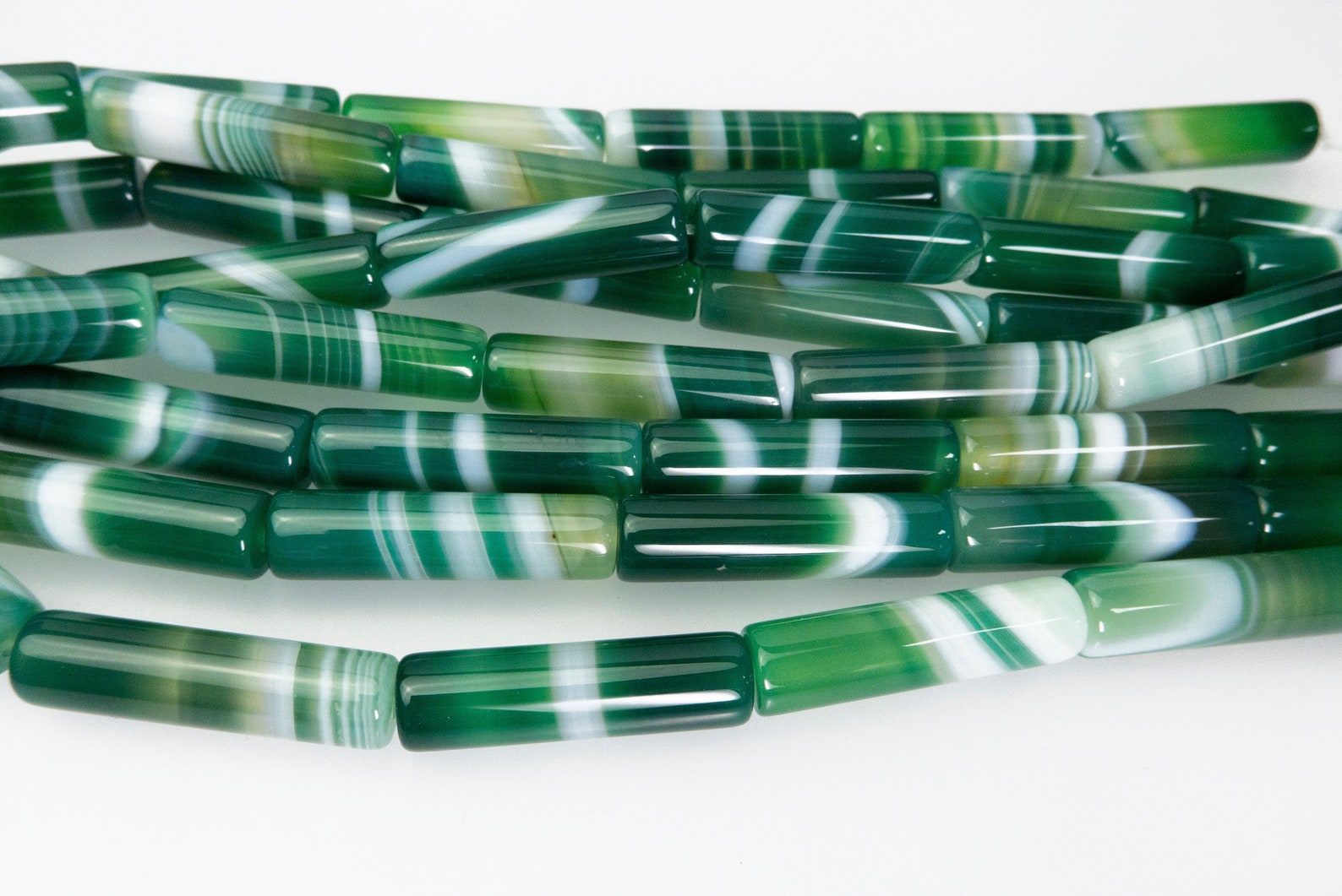 Gemstone Tube Beads Green Agate Pipe Beads Bracelet Link - Etsy