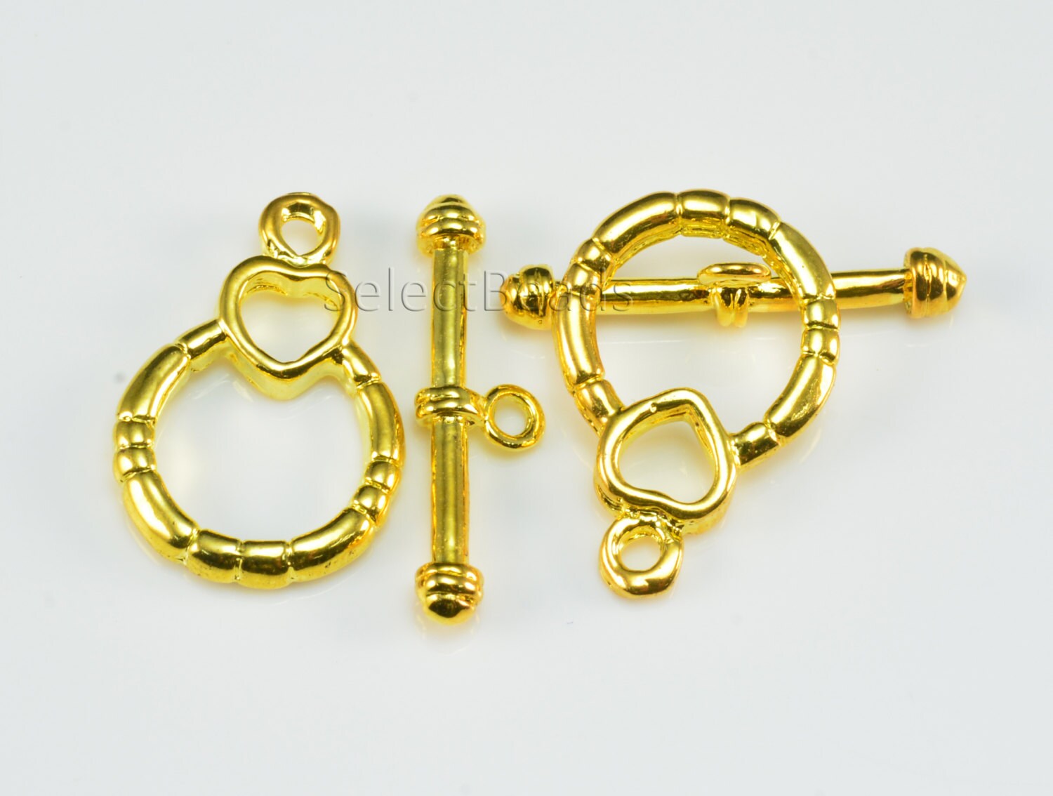 Gold Tone Round Toggle Clasp - Brass Base Jewelry Clasp - Necklace ...