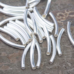 Sterling Silver Curved Tubes - Smooth Bend Tubes - Silver Jewelry Links ...