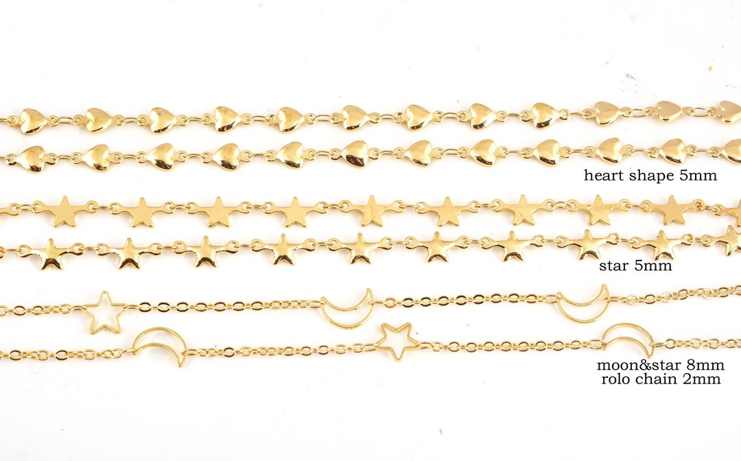 Jewelry Making Brass Link Chain - Gold Tone Bracelet Chain - Heart ...