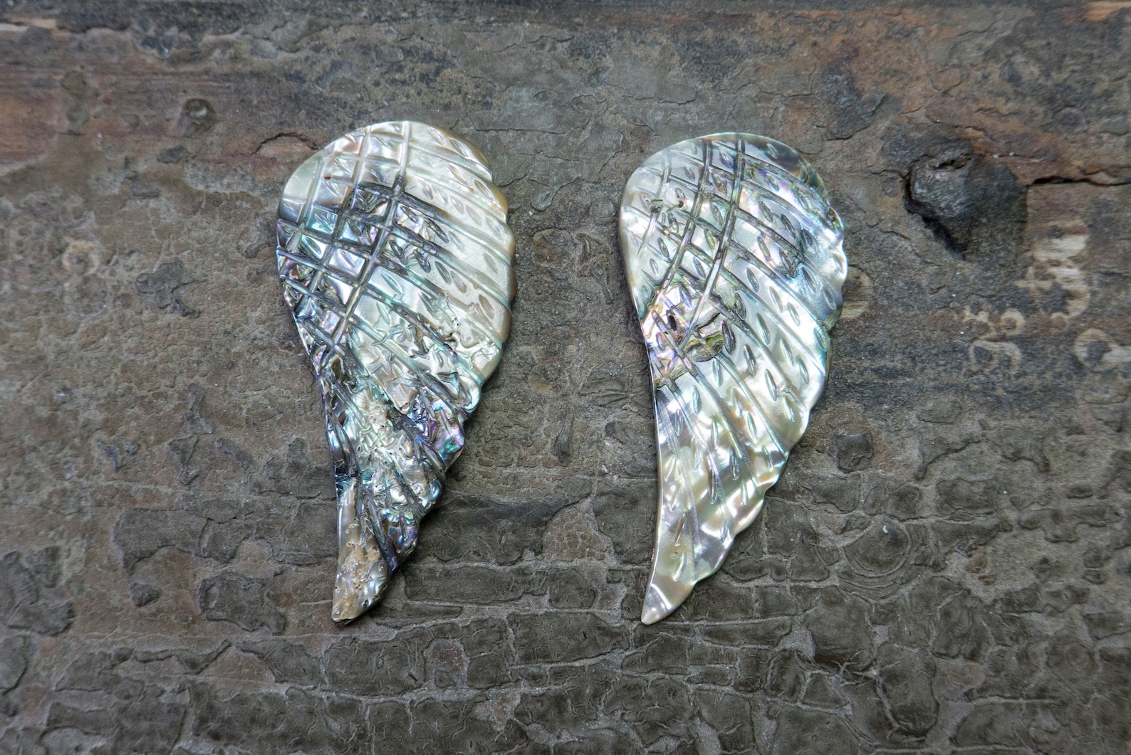 Natural sea shell wing pendant Mexico abalone shell angel | Etsy