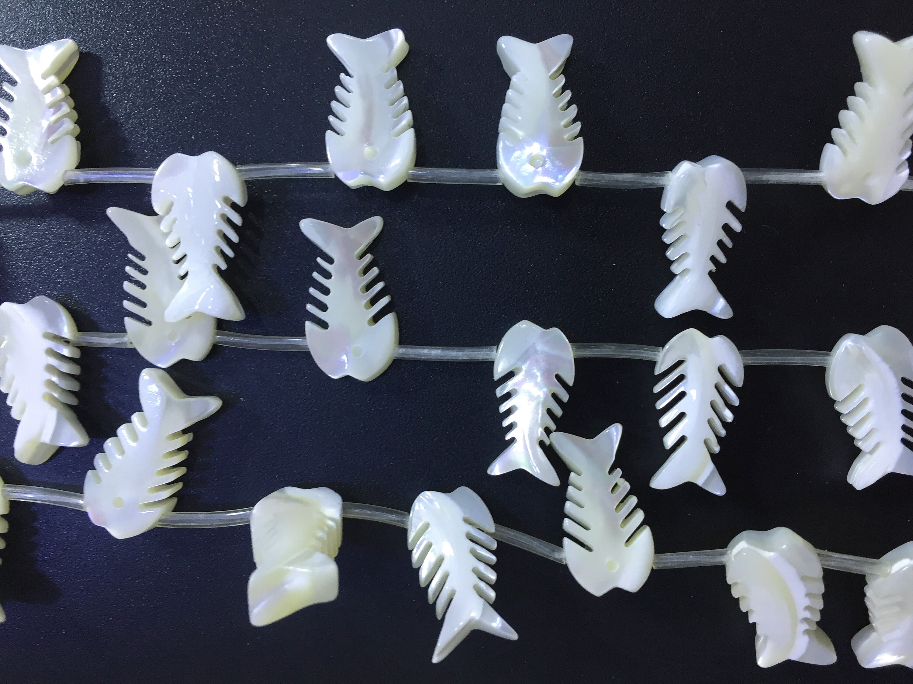 Mother of Pearl Fishbone Caving Beads Shell Fishbone Fossil | Etsy