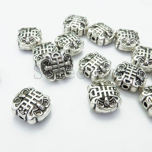 Long Live Symbol Beads - Long Life Pattern Beads - Antique Silver ...
